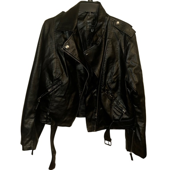 Max Studio | Jackets & Coats | Max Studio Black Faux Leather Moto Biker ...